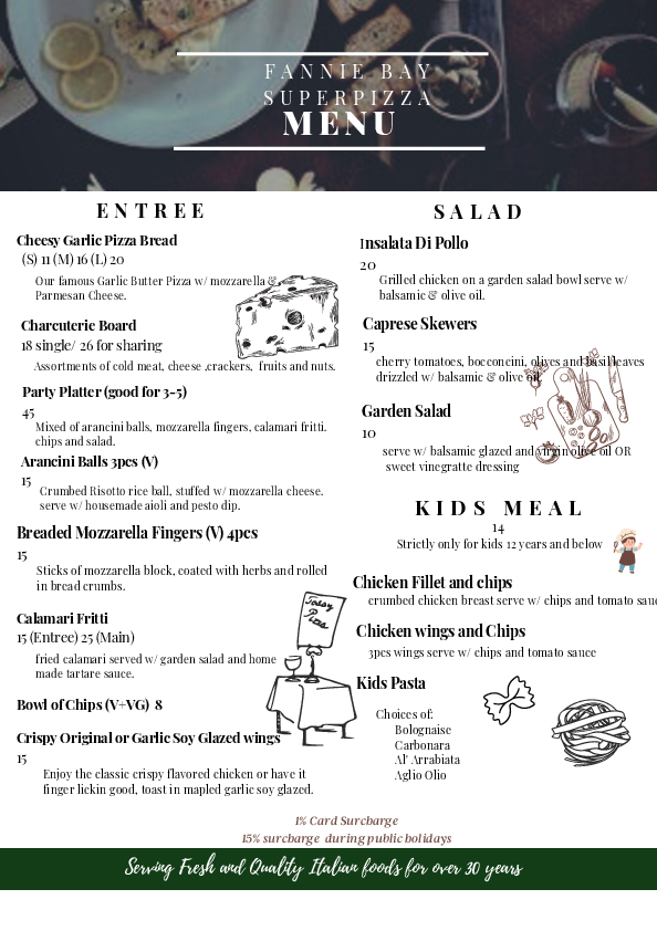 Menu – Fannie Bay Super Pizza Italian Restaurant in Fannie Bay, NT